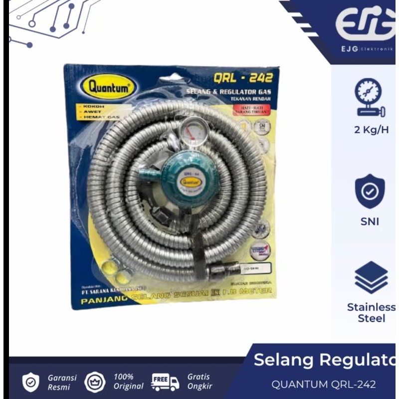 Jual SELANG GAS QUANTUM +REGULATOR QRL-142. | Shopee Indonesia