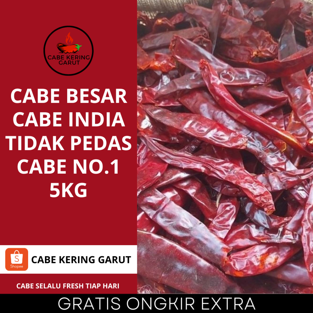 Jual CABE KERING BESAR TIDAK PEDAS 5KG | Shopee Indonesia
