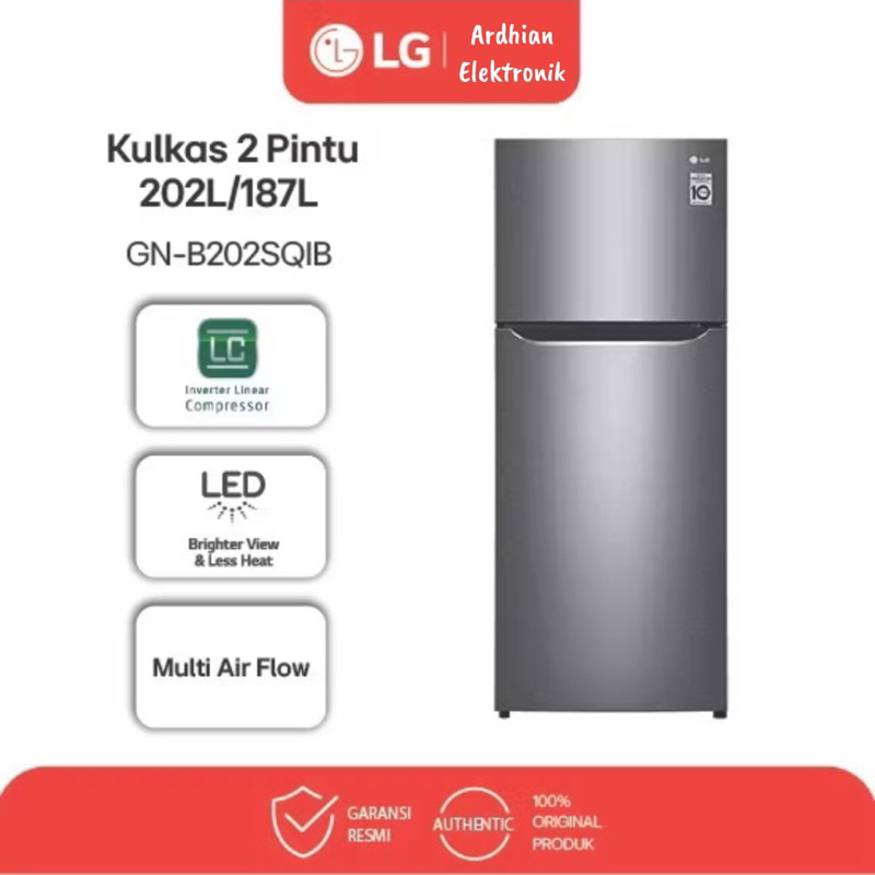 Jual KULKAS LG GN B202SQIB 2 Pintu 187 / 202 Liter SMART INVERTER LOW ...