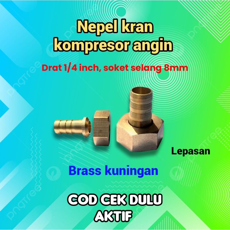 Jual Nepel kran kompresor 1/4 inch soket female cewek lepasan ekor ...