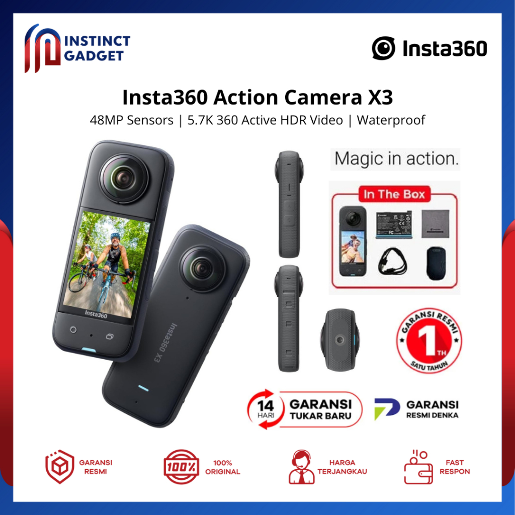 Jual Insta360 X3 Action Cam / Insta 360 X3 Action Camera Waterproof 48MP Sensors - Original ...