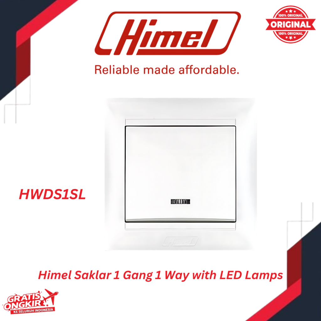 Jual SAKLAR 1 GANG 1 WAY SWITCH WITH LIGHT CURVO HIMEL | Shopee Indonesia