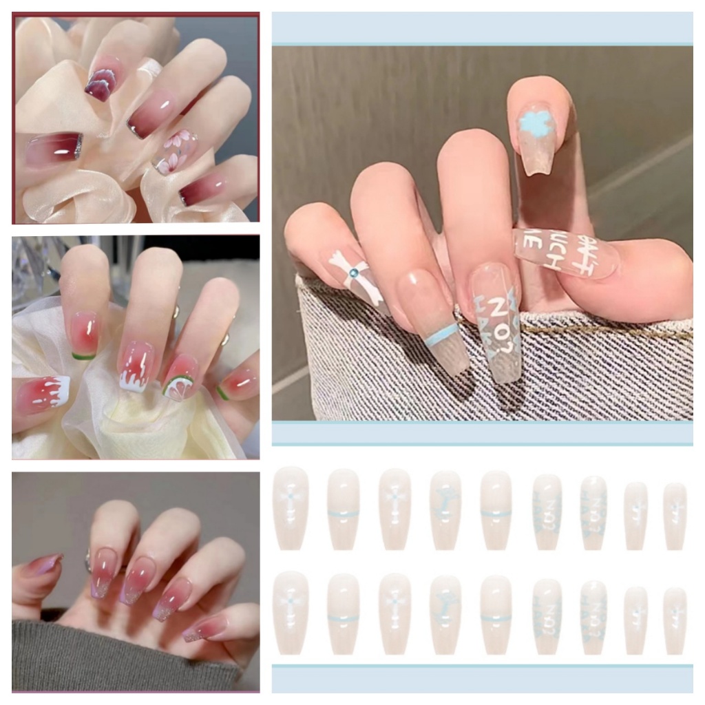 Jual COD 24 Pcs set Kuku Palsu/Fake Nail Art Cantik & Trendy/Fake Nails ...