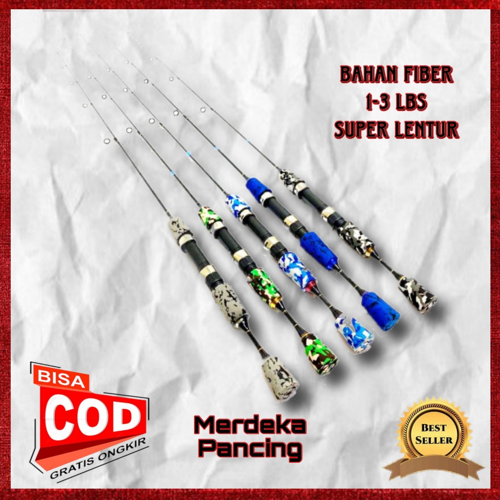 Jual satu set joran pancing udang benjiro udang 1-5lbs fiber solid ...