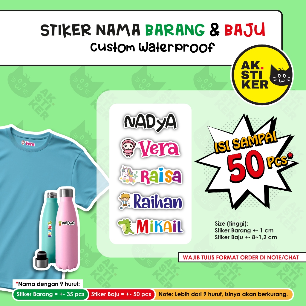 Jual Stiker Nama Barang Stiker Nama Baju Label Nama Custom Waterproof ...