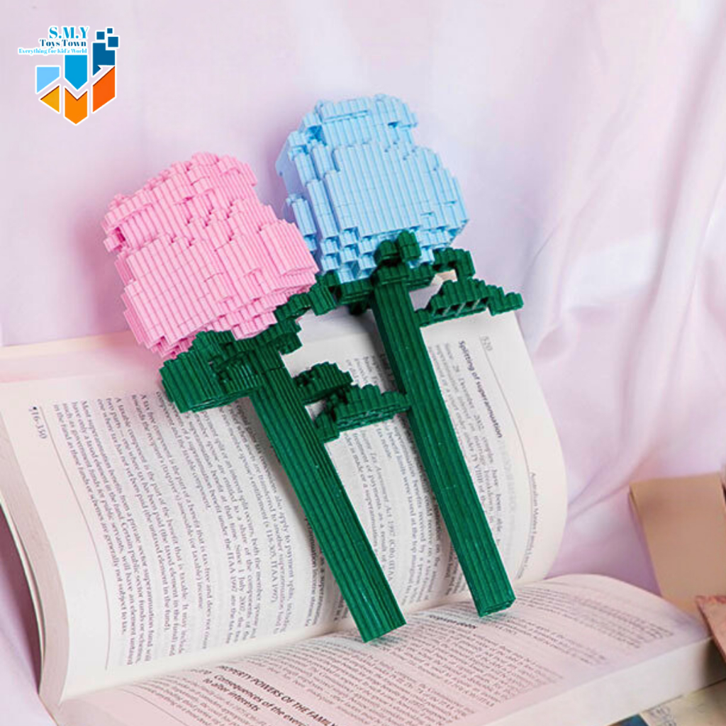 Jual SMY Toystown Nano Blocks Rose Flower 3D Model, Mainan Blok Susun ...
