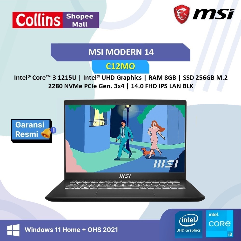 Jual MSI MODERN 14 I3 1215 8GB 512GB W11+OHS 14.0FHD BLIT IPS 2Y SLV -C12MO.1246 | Shopee Indonesia