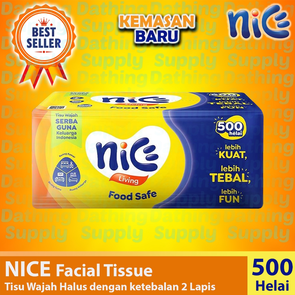 Jual NICE Facial Soft Pack 500 Helai Per Lembar 2 Helai / ply / Tissue ...