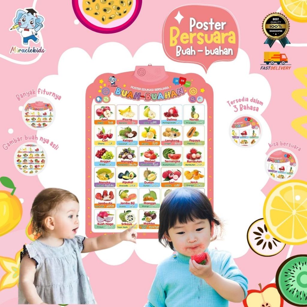 Jual 8T Poster Mainan Edukasi bersuara Anak Pendidikan TK SD Huruf ...