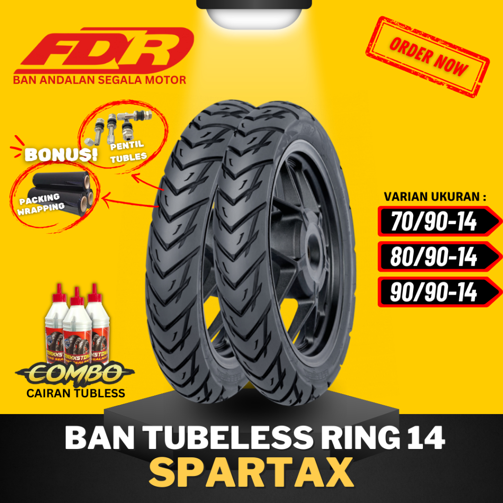 Jual [PAKET SEPASANG MURAH] BAN FDR SPARTAX TUBELESS RING 14 ( 70/90-14 ...