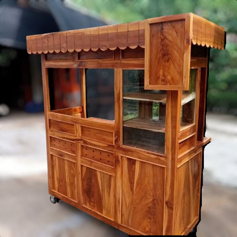 Jual GEROBAK MIE AYAM BAKSO BOOTH KAYU JATI | Shopee Indonesia