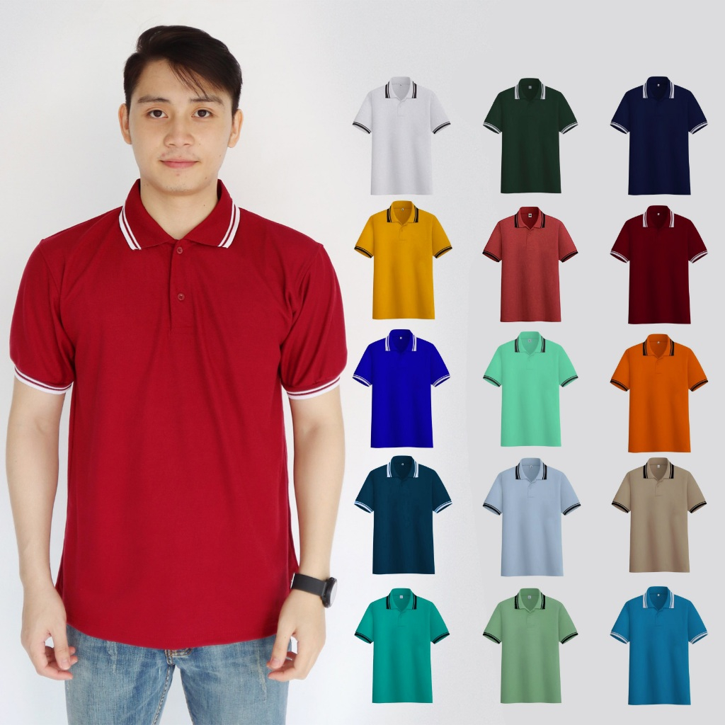 Jual Liso wear Kaos polo shirt polos Merah Tua kerah stripe | kaos ...