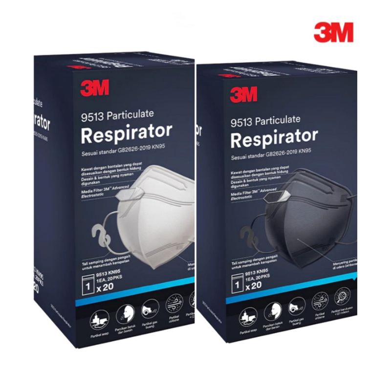 Jual 3M KN95 9513 Masker Respirator KN95 Earloop dan Masker Import Hijab KN95 KF94 | Shopee ...