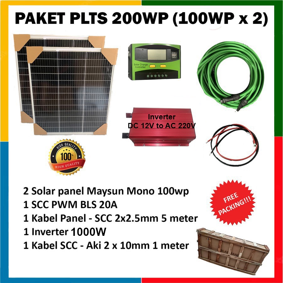 Jual Paket PLTS Solar Panel Surya 200WP | Shopee Indonesia