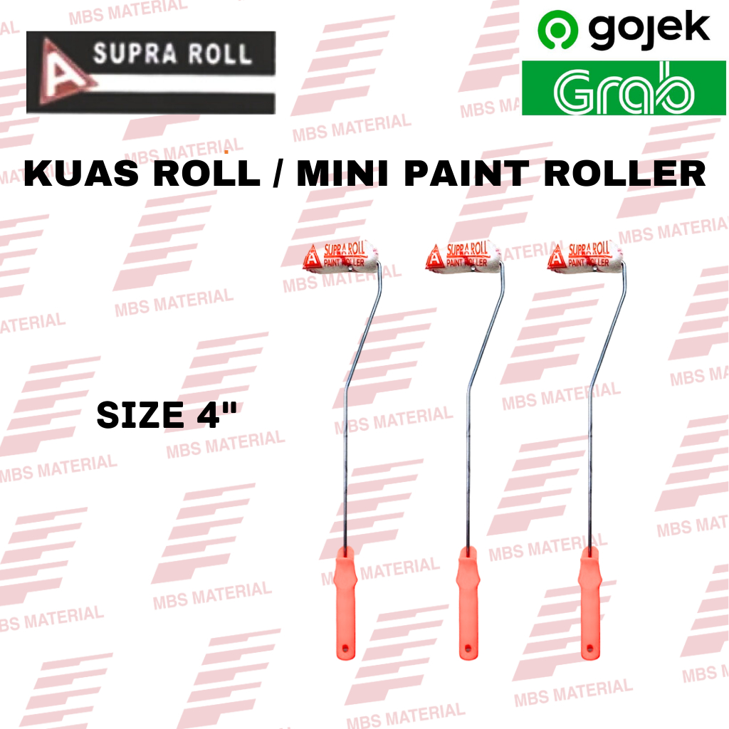 Jual Kuas Cat Kapal Roll Bulu + Gagang Panjang Merek Supra 4" inch ...