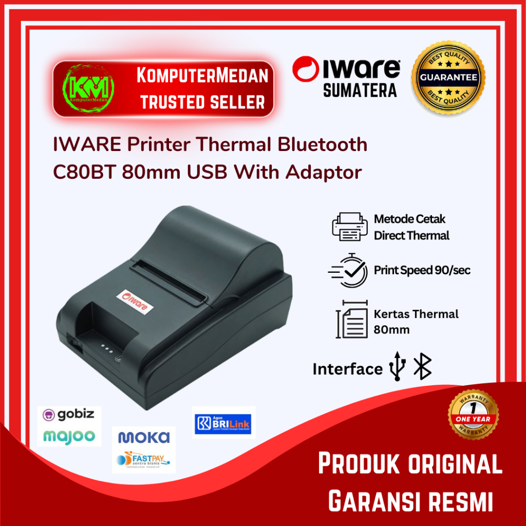 Jual IWARE Printer Thermal Bluetooth C80BT IW-C80BT 80BT 80mm USB With ...