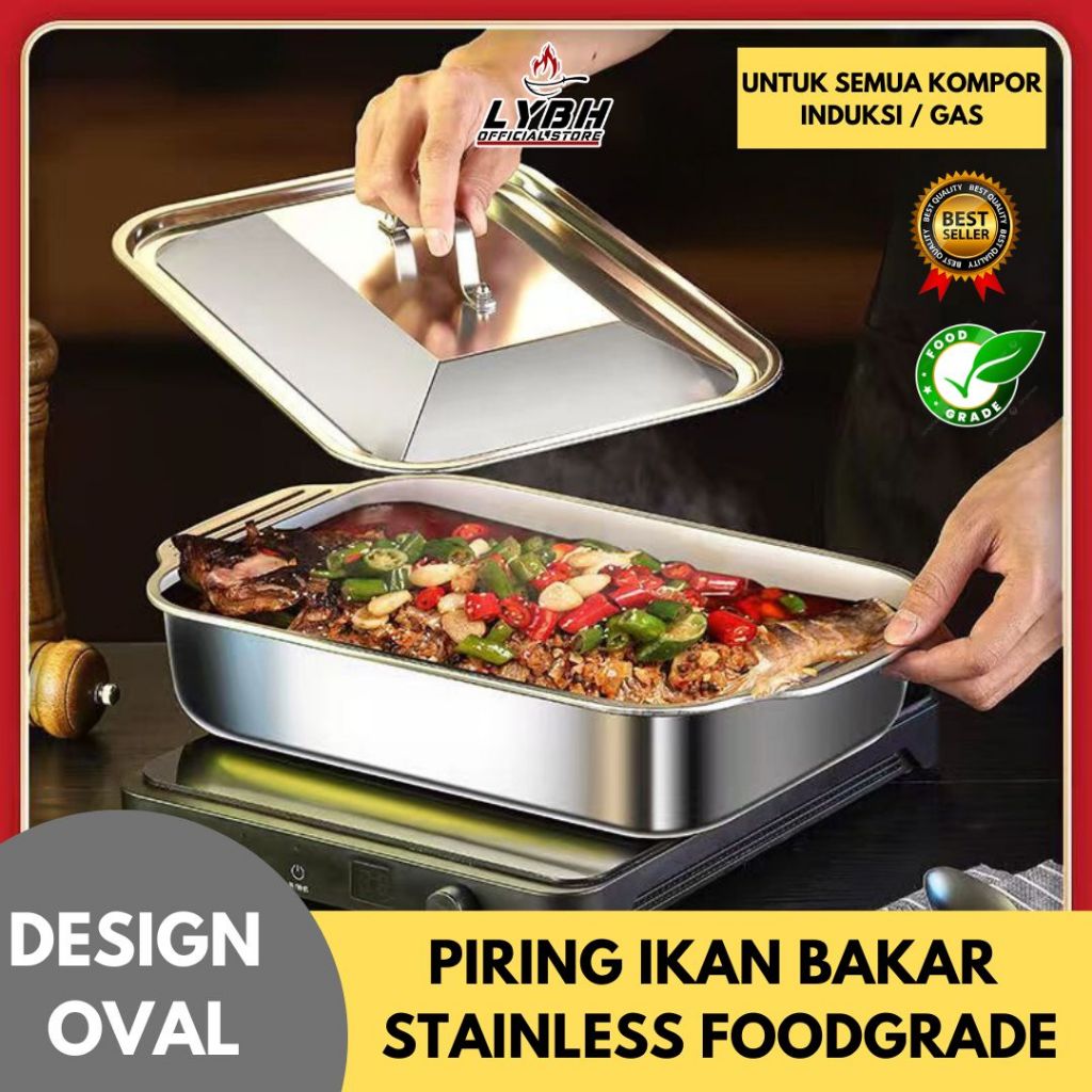 Jual “COD”【Baki prasmanan】Beli 3 dapat potongan ，Nampan panggang ikan stainless steel 304 untuk ...