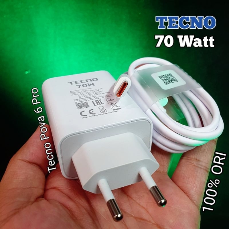 Jual Charger Tecno Pova 6 / Tecno Pova pro 70 Watt Copotan HP Original 100% Fast Charging Asli ...