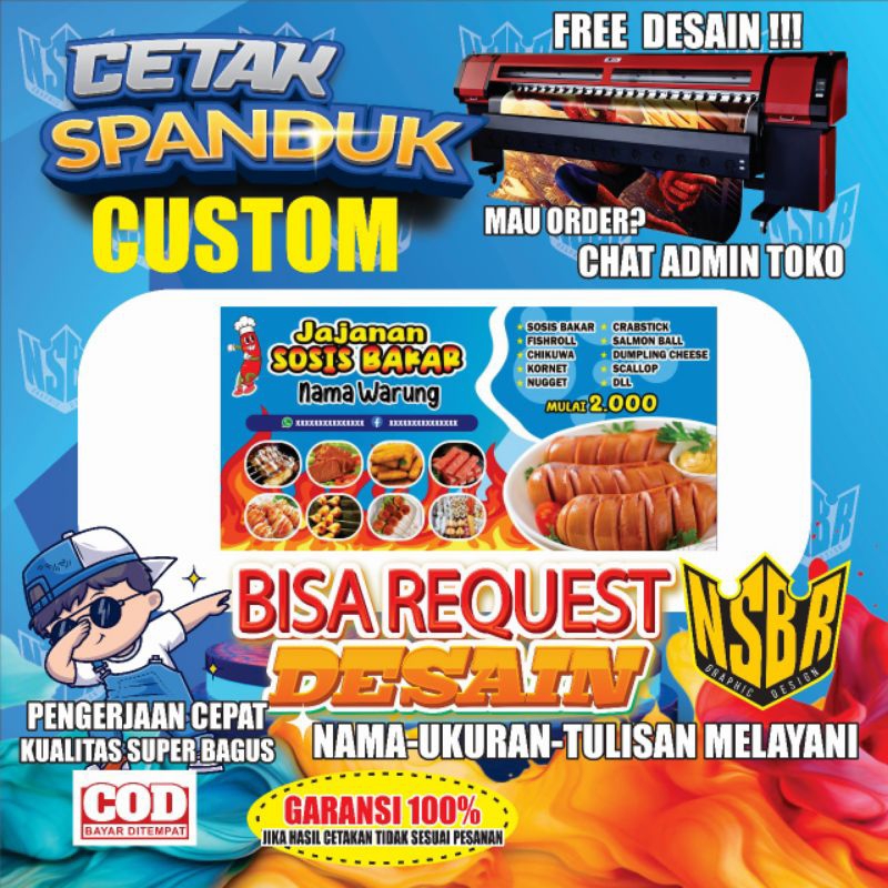 Jual Cetak Spanduk Banner Jananan Sosis Bakar/Spanduk Jajanan Bakaran ...