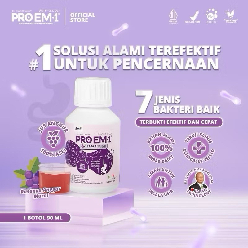 Jual Probiotik Anak| Dewasa| PROEM1 ori 90ml proem anggur 90ml |Bakteri ...