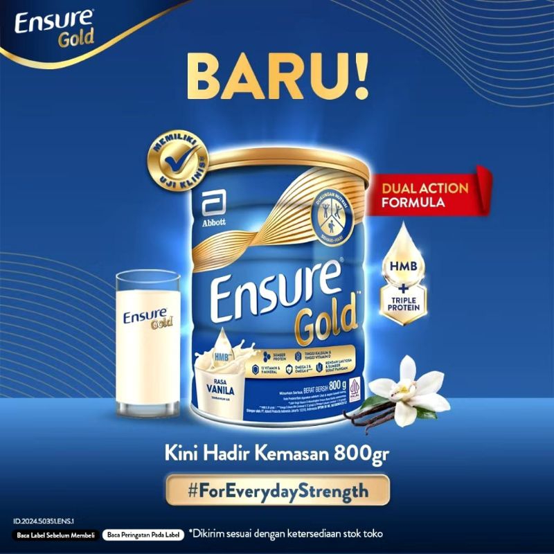 Jual Ensure gold HMB vanila 800 g, Nutrisi dewasa Rendah laktosa | Shopee Indonesia
