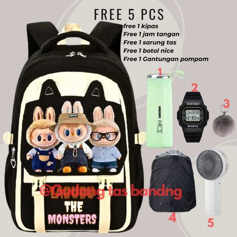 Jual GTB-Tas Backpack Anak Sekolah Motif The monster Labubu Tas Sekolah ...