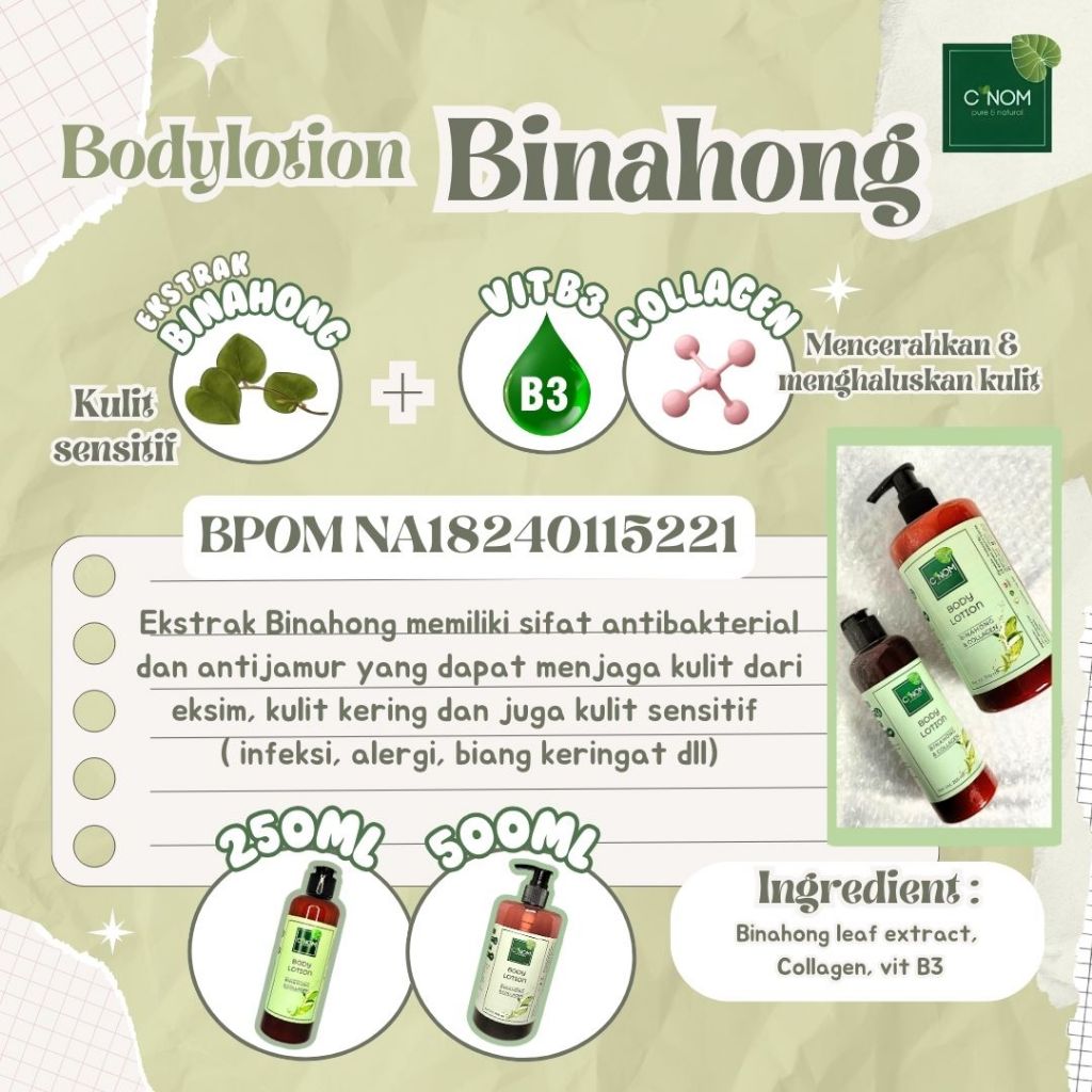 Jual Body Lotion Daun Binahong Nature Body Lotion BPOM Pencerah dan ...