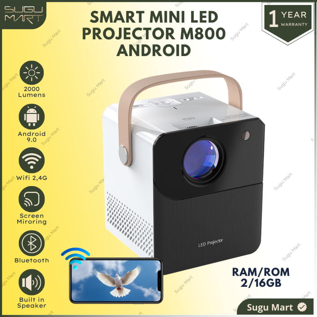 Jual Proyektor Mini Android M800 2000 Lumens 2 / 16 GB Full HD 1080P ...