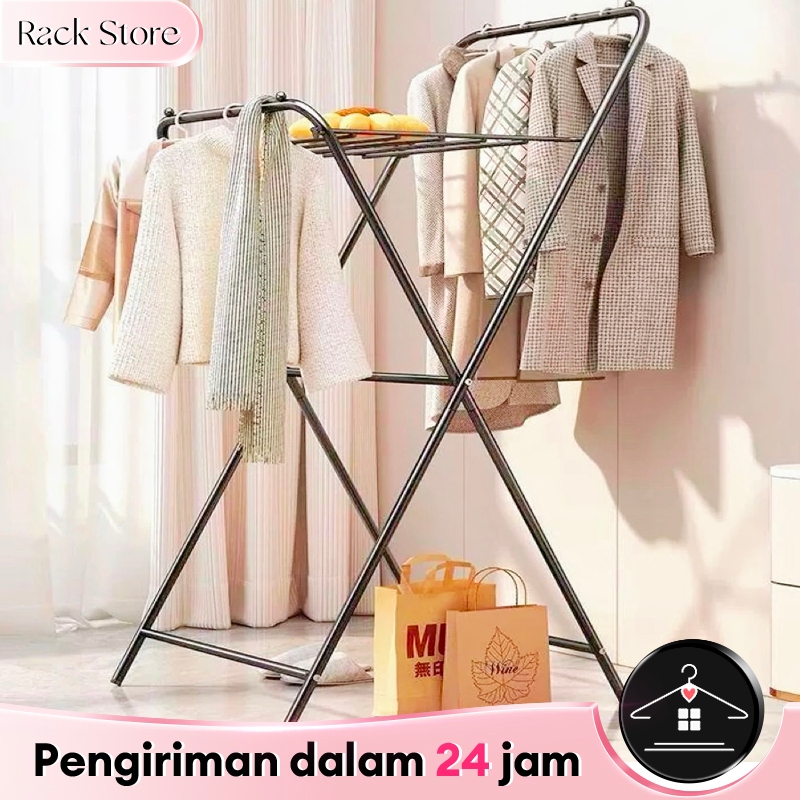 Jual Jemuran Baju Lipat Rak Handuk Portable Jemuran Pakaian Hanger ...