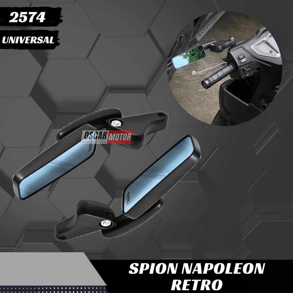 Jual Spion Napoleon Retro Kotak Mini Universal Black Adustable Motor ...
