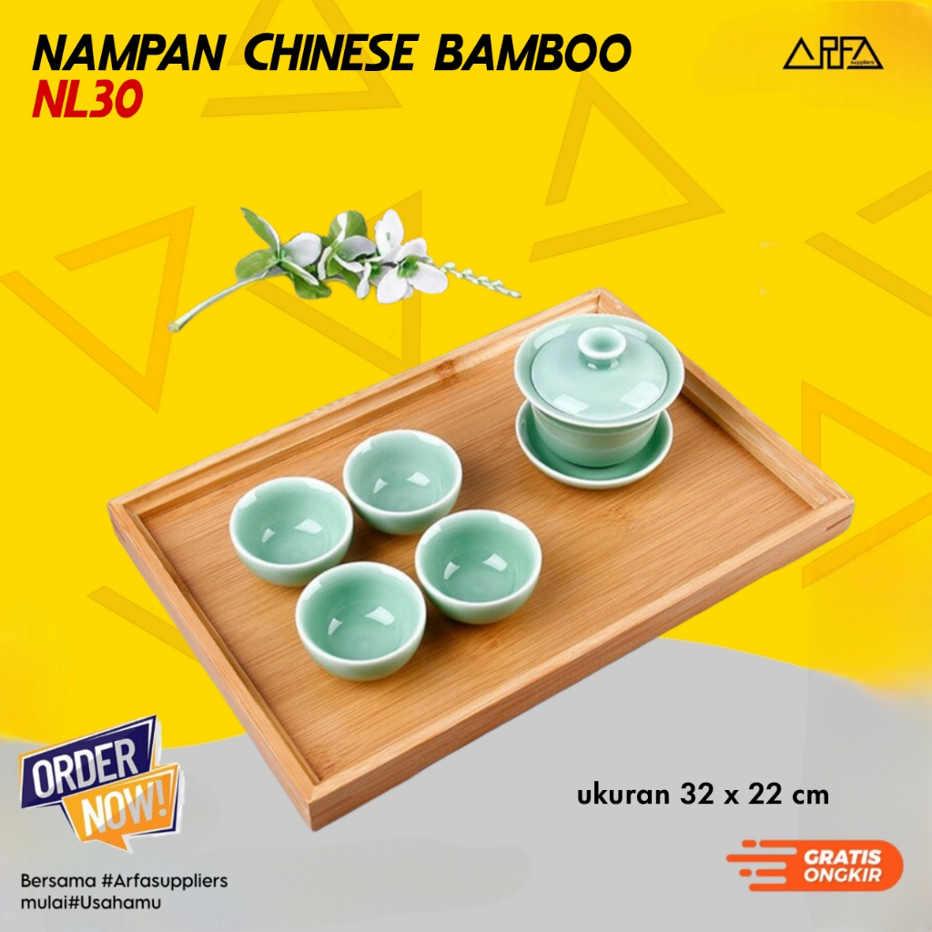 Jual Nampan / Baki / Tray / Tatakan Gelas Kayu Chinese bamboo NL30 ...
