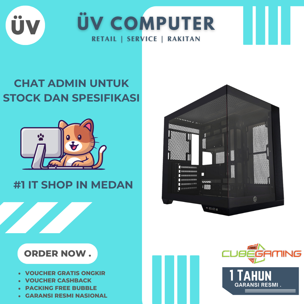 Jual Casing Komputer PC CubeGaming Cube Gaming KNOMA | Mid Tower | ATX Case | Tanpa Fan Black ...