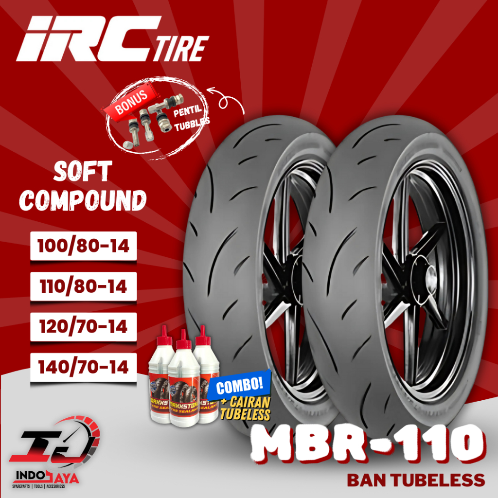 Jual [READY COD] BAN LUAR TUBELESS IRC MBR 110 (100/80-14 - 110/80-14 ...