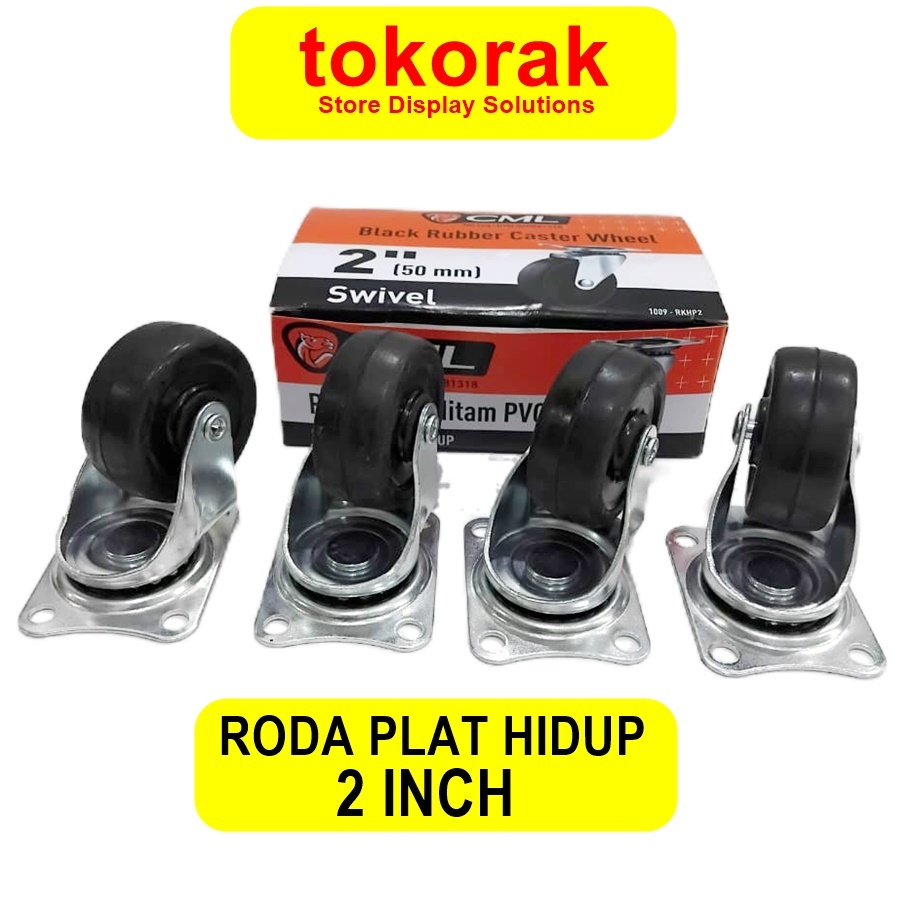 Jual RODA 2 INCH PLAT HIDUP KARET HITAM CAMEL - RODA ETALASE 2" CASTER ...