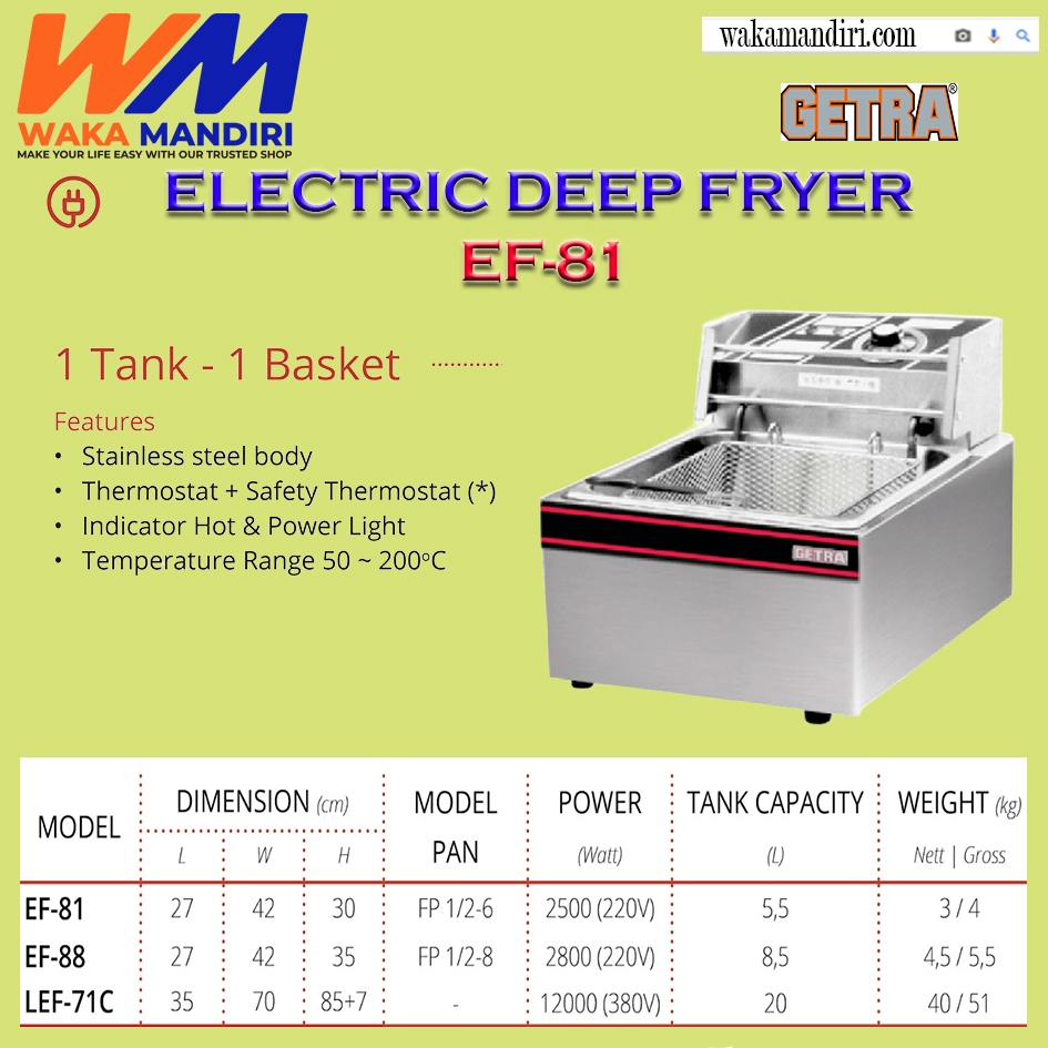 Jual GETRA ELECTRIC DEEP FRYER / PENGGORENGAN LISTRIK / EF-81 / MURAH ...