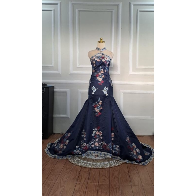 Jual Cheongsam Dress ekor / baju sangjit / gaun pesta chinese | Shopee ...