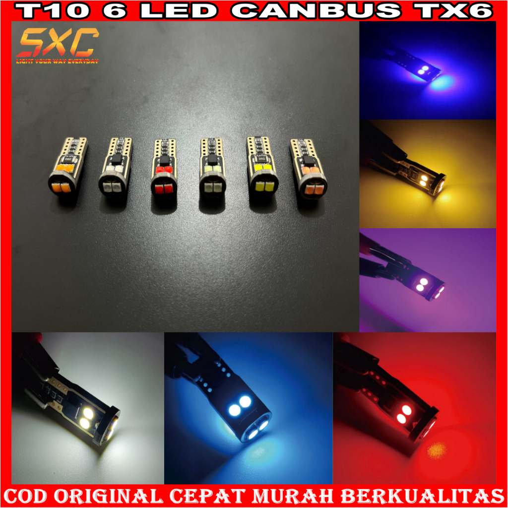 Jual ORIGINAL LAMPU LED T10 6 LED CHIP 3030 TX6 LAMPU SENJA MOTOR LAMPU ...