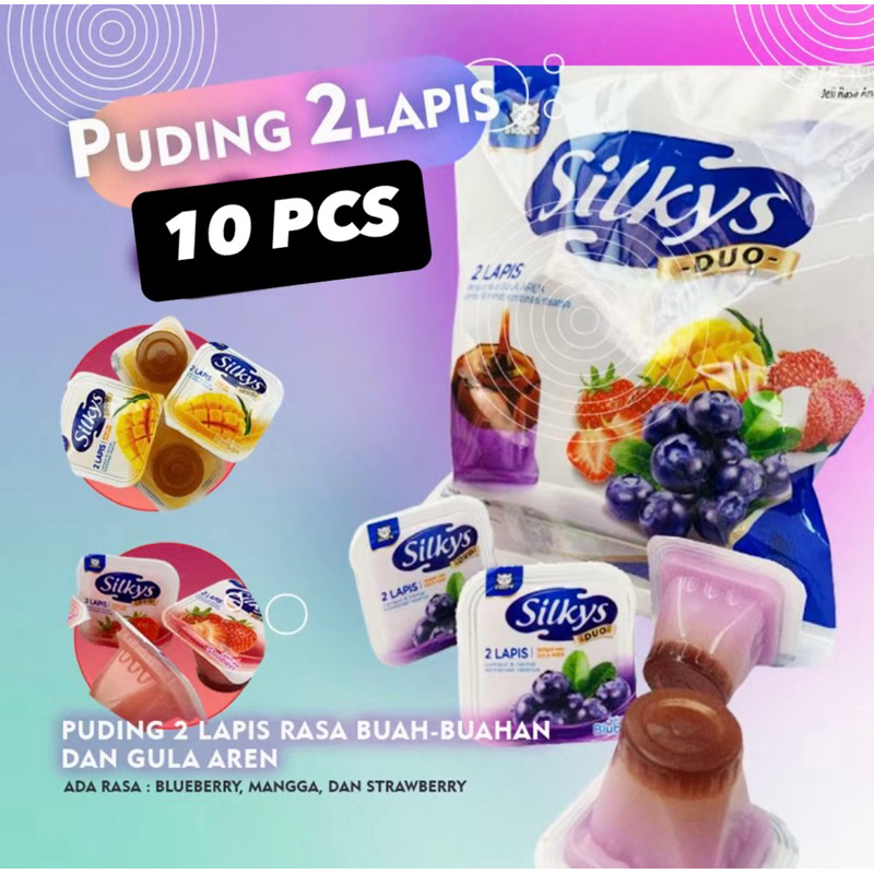 Jual SNACK VIRAL SILKYS PUDING DUO JELI RASA STROBERI BLUEBERRY [ 1 BUNGKUS ISI 10 PCS @26G ...