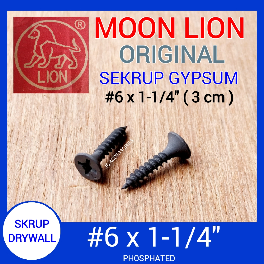 Jual [ 1 PACK = 50 PCS ] SEKRUP GYPSUM 6x1-1/4” ( 3 CM ) MOON LION ORIGINAL DRYWALL SCREW 6x1 1/ ...