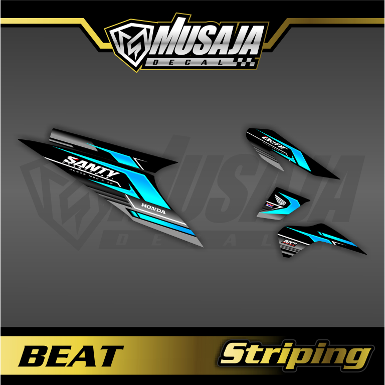 Jual Striping beat karbu biru putih transparan uv glossy premium custom ...