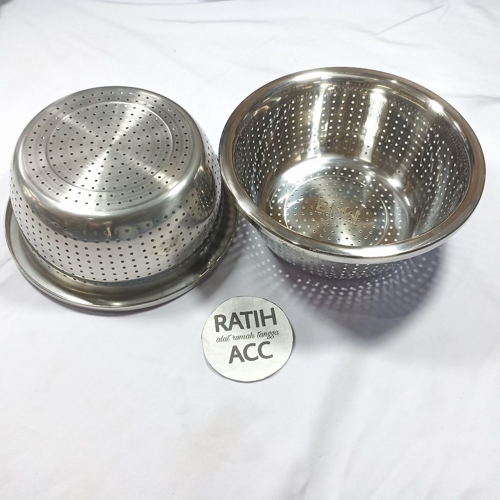 Jual BASKOM LUBANG STAINLESS TEBAL BMW SARINGAN TIRISAN CUCI BERAS ...