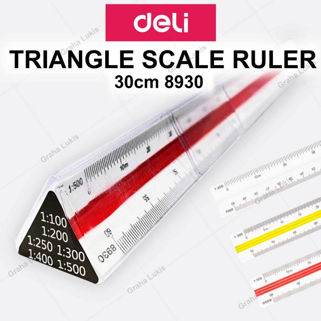 Jual DELI Penggaris Scale Ruler 30cm 8930 - Penggaris Segitiga | Shopee ...