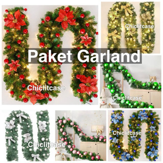 Jual Garland natal 2.7 m DIY/Garland set daun lilit kawat set bunga ...