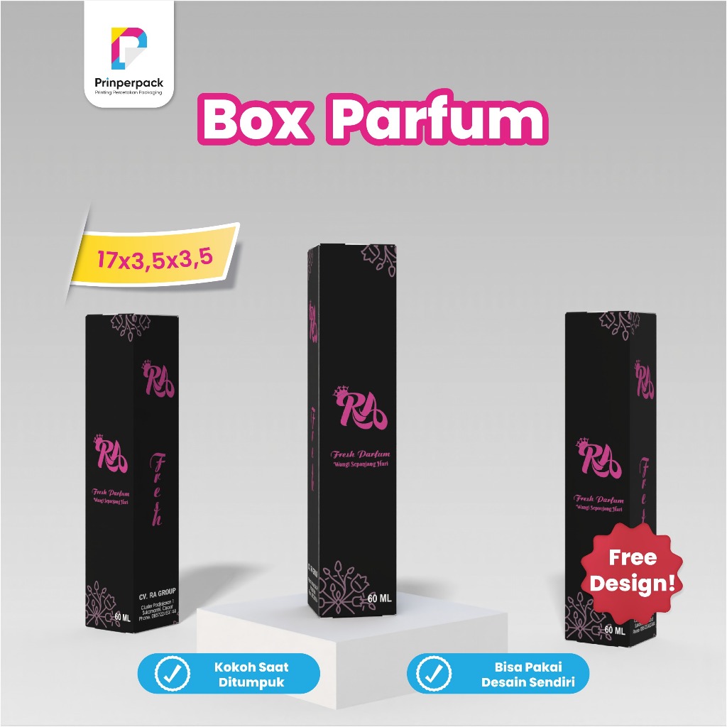 Jual Box parfume ukuran 17 X 3,5 X 3,5 CM/box parfume custom kosmetik ...