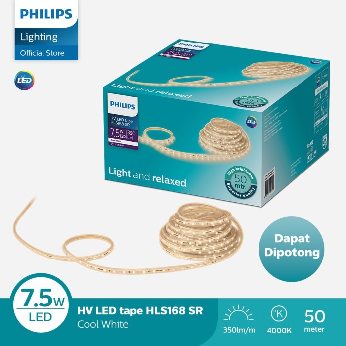Jual HLS168 SR HV Led Tape PHILIPS Lampu Selang 50 Meter 7,5w 7,5 Watt Cahaya 4000k Putih Netral ...