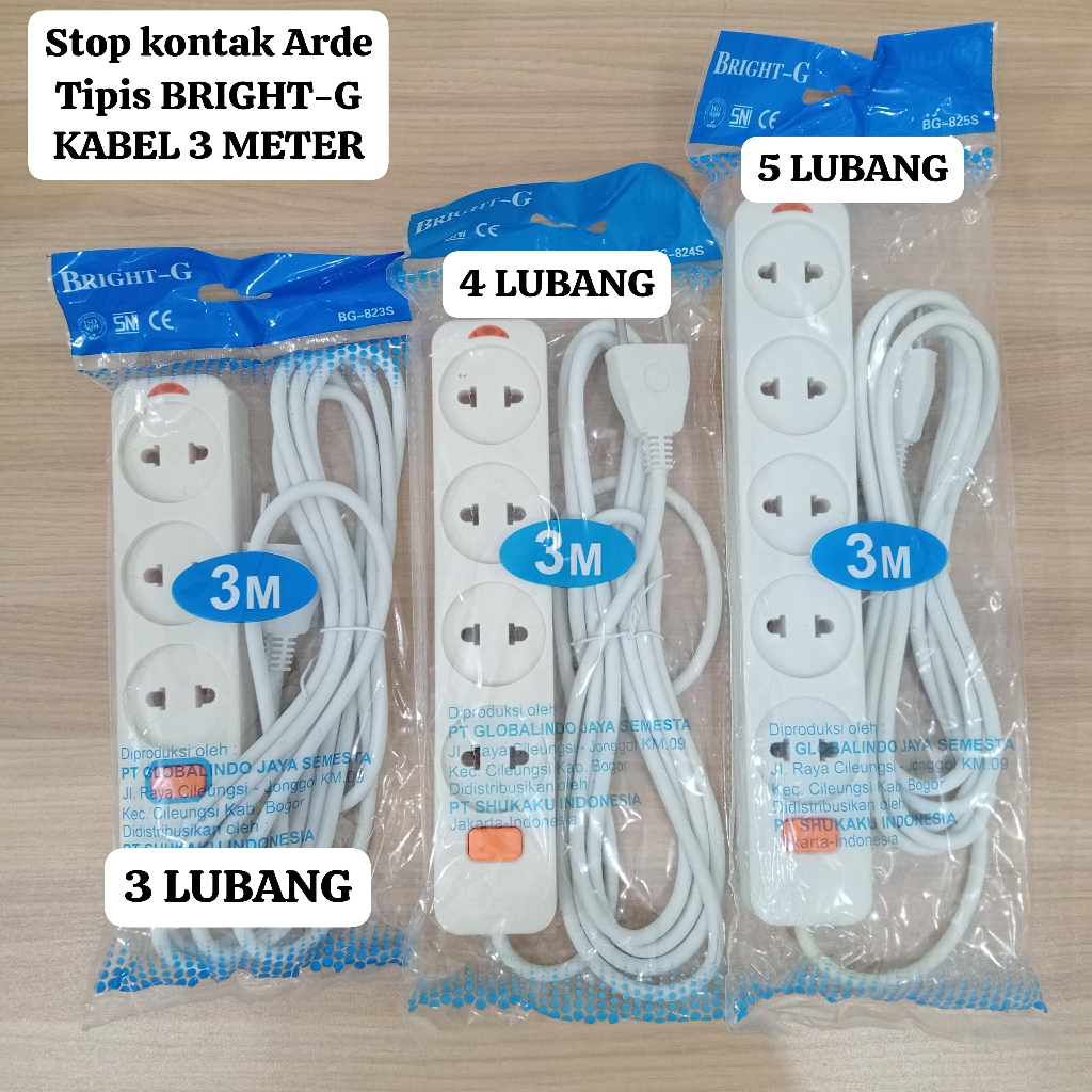 Jual STOP KONTAK ARDE TIPIS BRIGHT-G 3 LUBANG 4 LUBANG 5 LUBANG+ KABEL ...