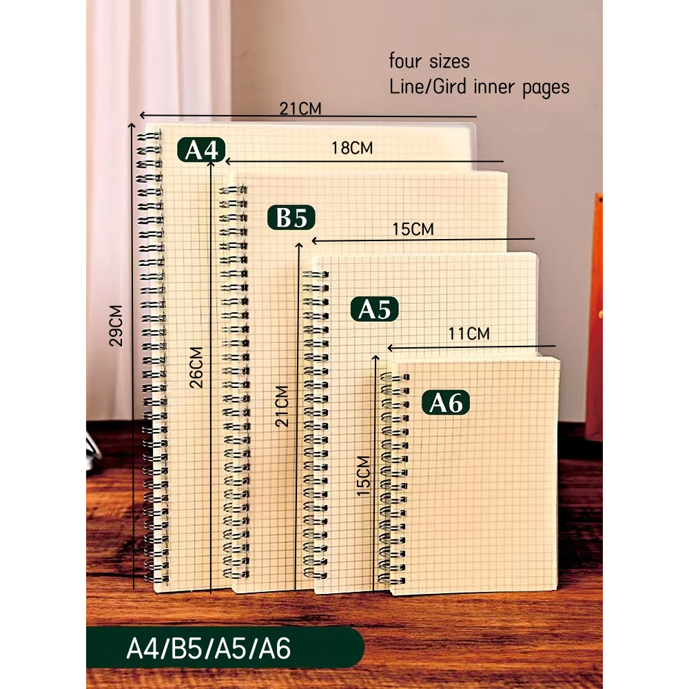 Jual Spiral Notebook , A6 A5 B5 A4 Grid/Line/Blank Spiral Notebook ...