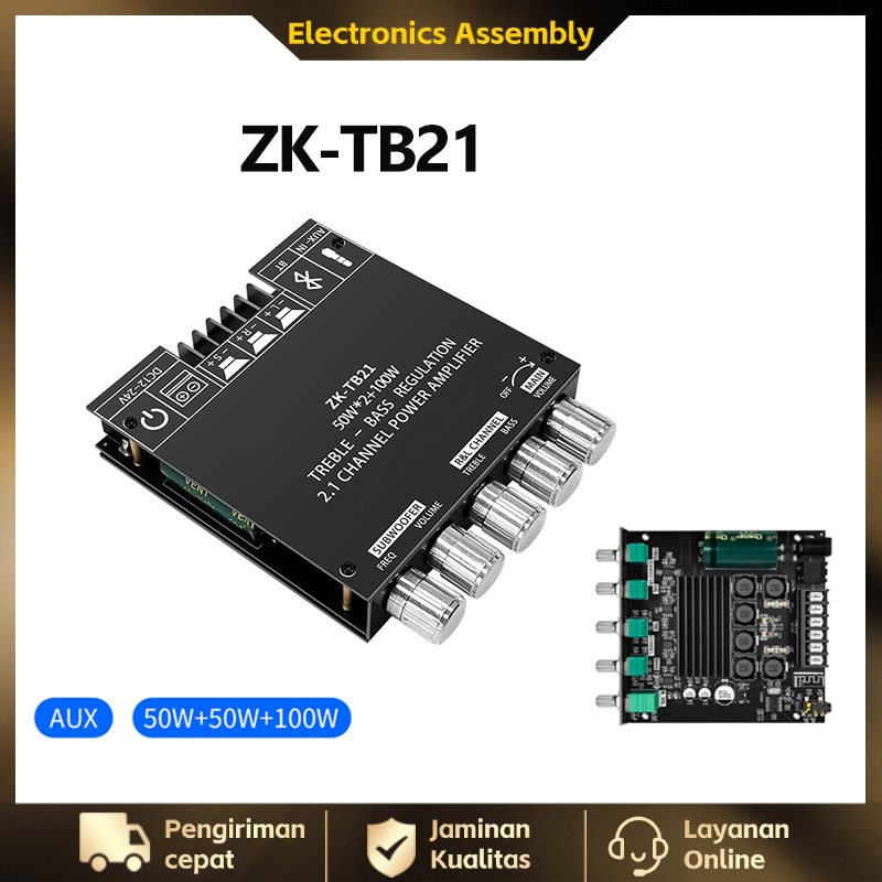 Jual ZK-TB21 Amplifier TPA3116D2 Bluetooth 5.0 Penguat Subwoofer Papan 2.1 channel Amplifier ...