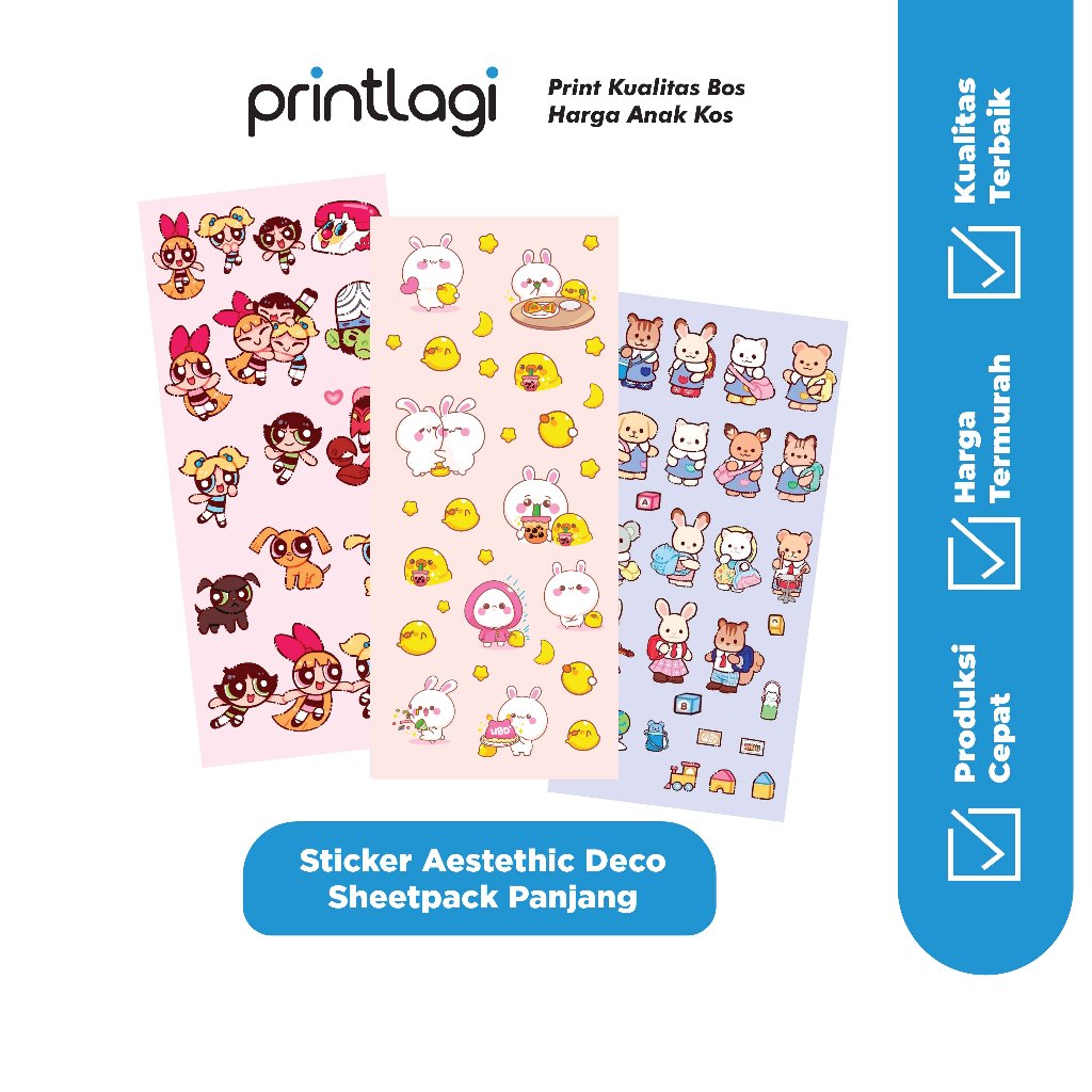 Jual Sticker Aesthetic Custom - Sheet Pack Panjang Ukuran 7,5 x 17 cm ...