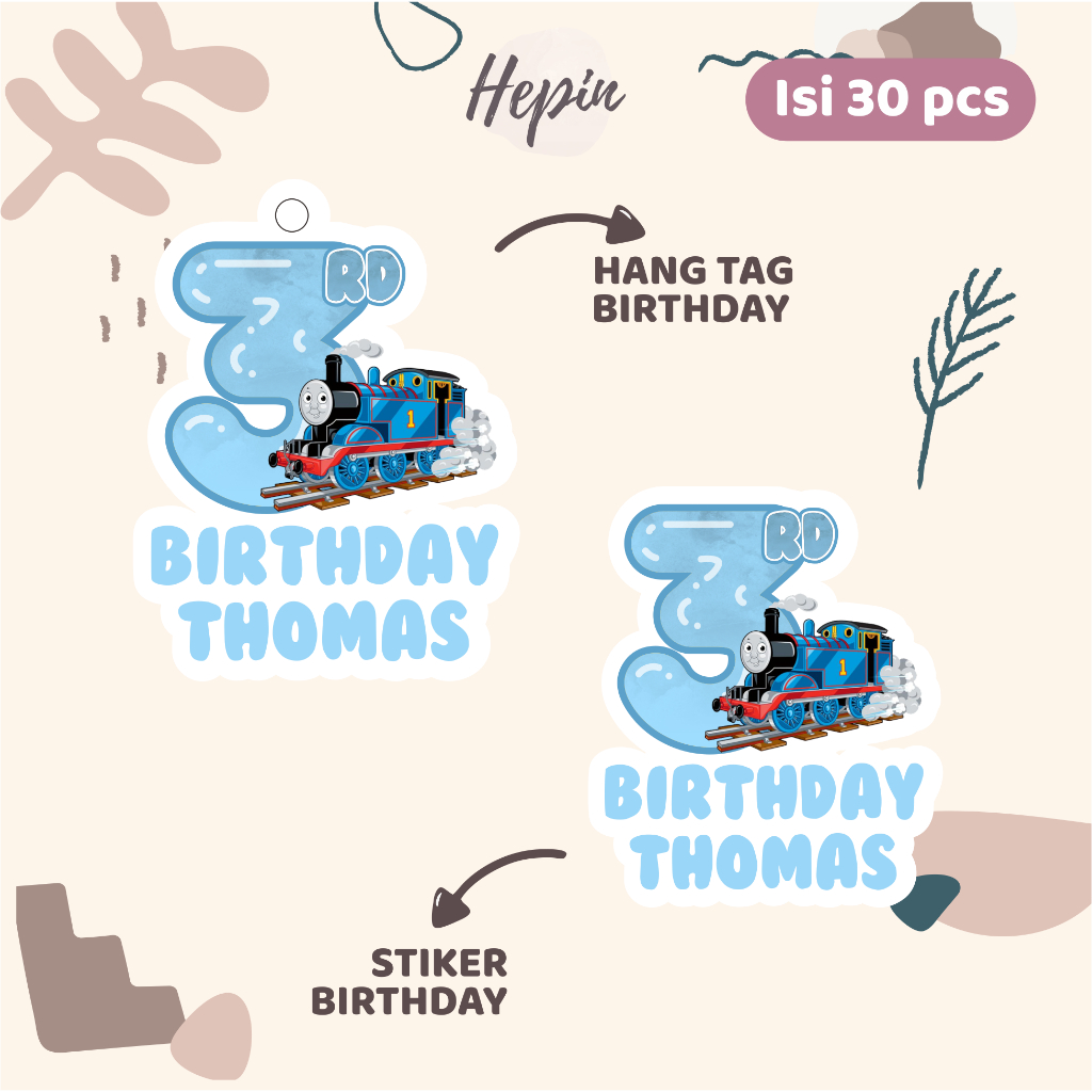 Jual (30pcs) Hang tag & stiker ulang tahun Tema THOMAS /murah/lucu ...